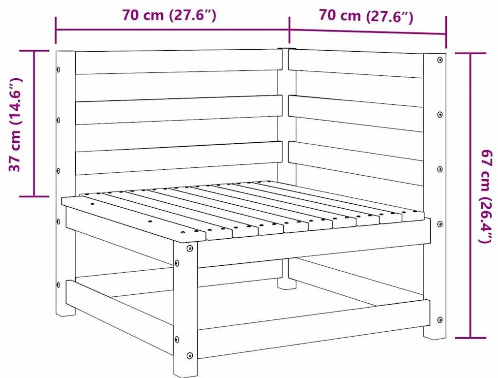 vidaXL Marketos 3dílná zahradní sedací souprava medově hnědá masivní borovice