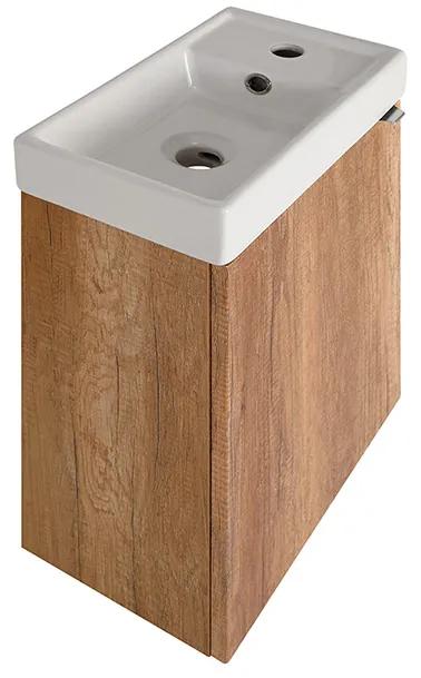 A-Interiéry Koupelnová skříňka s keramickým umyvadlem Amanda C 40 P/L, dub country
