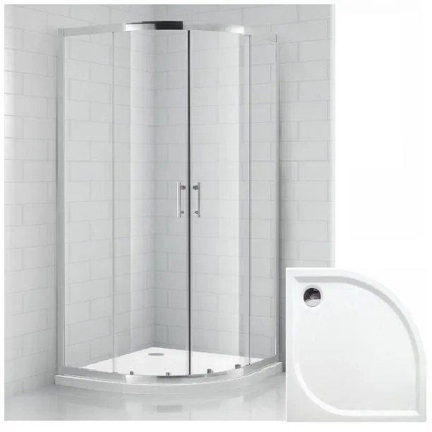 ROSS - Čtvrtkruhový sprchový kout 80x80 cm s protiskluzovou vaničkou z litého mramoru čiré bezpečnostní sklo 6 mm úpravou proti vodnímu kameni KR80X80