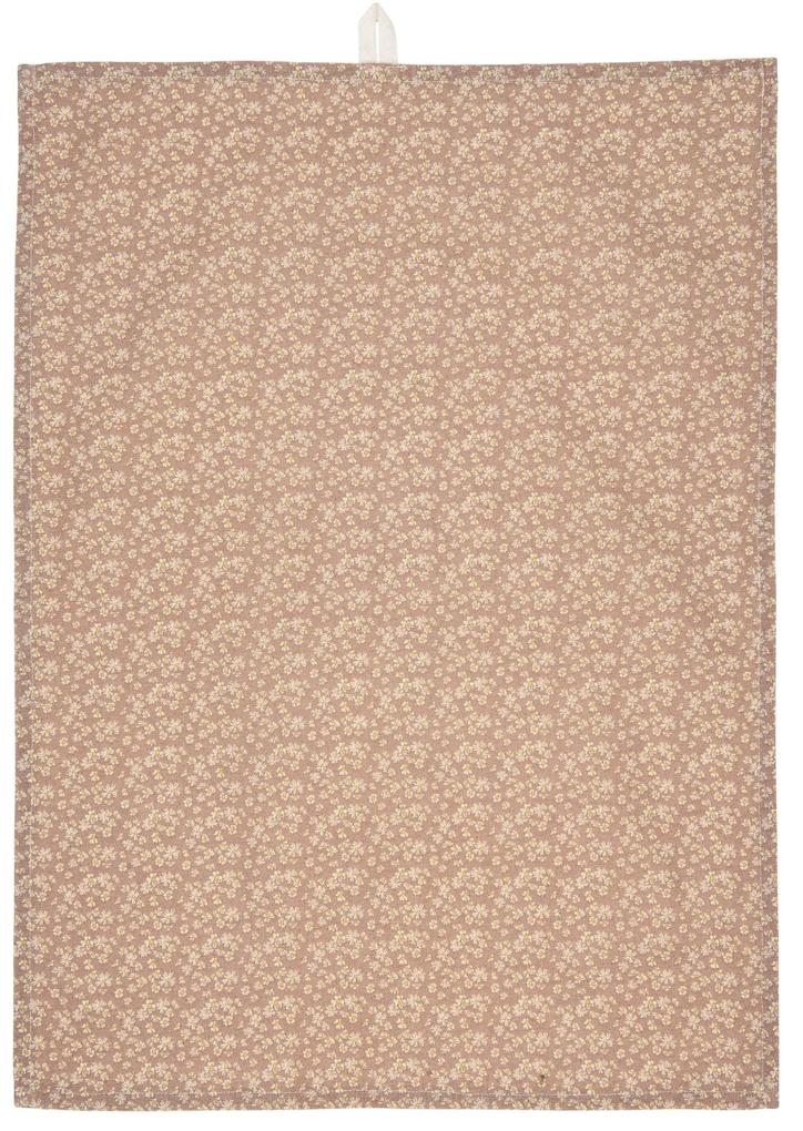 IB LAURSEN Bavlněná utěrka Beate Malva/Flowers 50 x 70 cm, růžová barva, textil