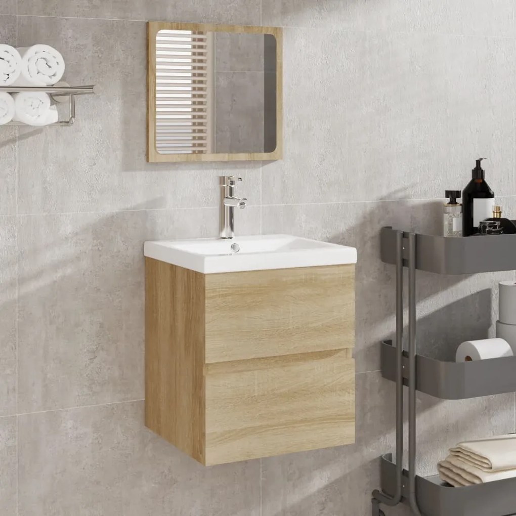 Koupelnová skříňka s umyvadlem a zrcadlem dub sonoma 3114173