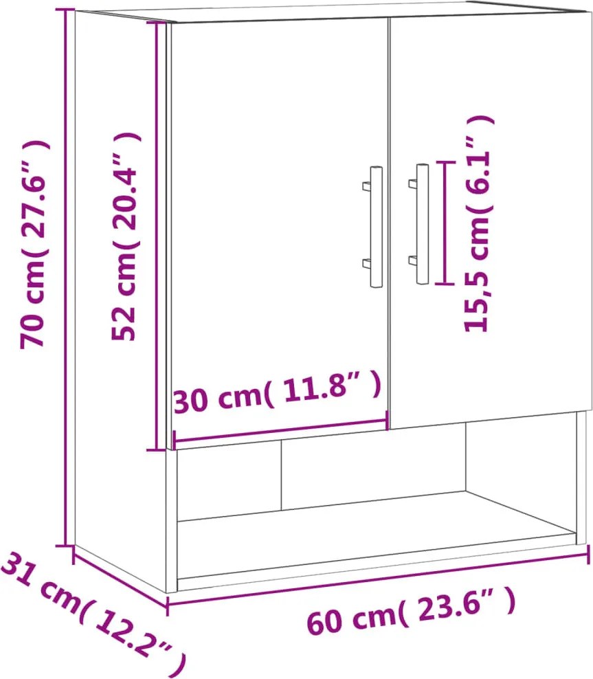 vidaXL Nástěnná skříňka 60 x 31 x 70 cm kompozitní dřevo [829933] Barva: kouřový dub