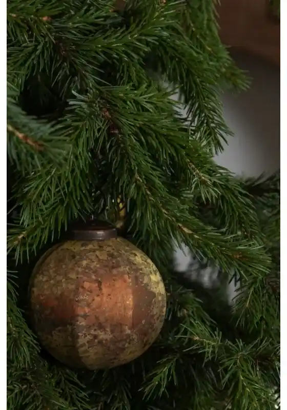 Zlato hnědá skleněná vánoční ozdoba -Ø 8 cm | BIANO