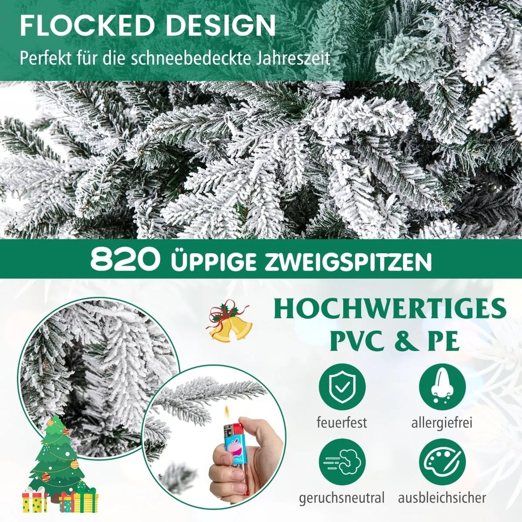 Costway Umělý vánoční stromeček s různobarevnými LED světly a 8 světelné režimy