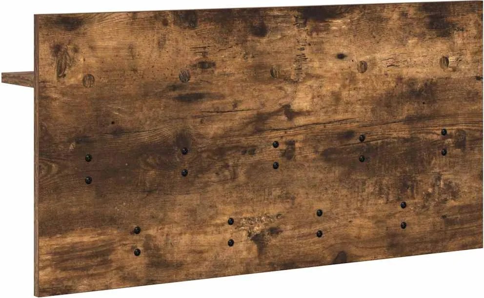 věšák, nástěnný, 1 prkno, háčky, kompozitní dřevo, 40x80x12 cm, kouřový dub, Dekorino TK20260018