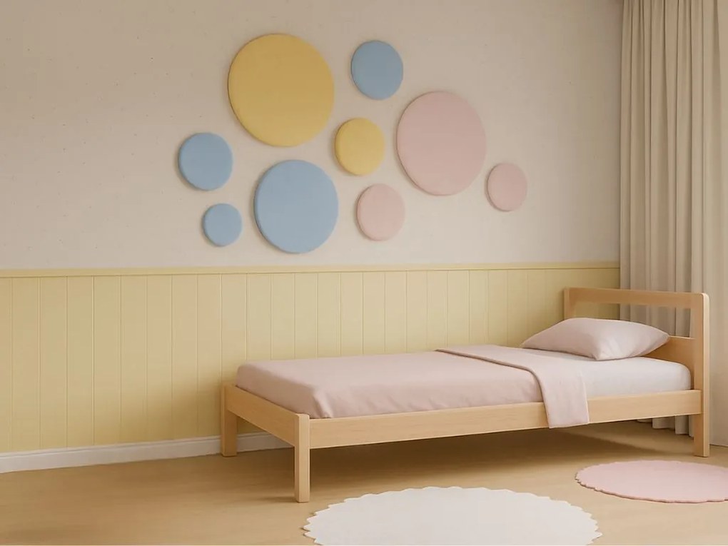 Kulatý čalouněný panel na zeď VELVET Zvolte barvu: Béžová, Zvolte rozměr: ø 100 cm, Uchycení na zeď: Bez uchycení (možnost použití lepidla)