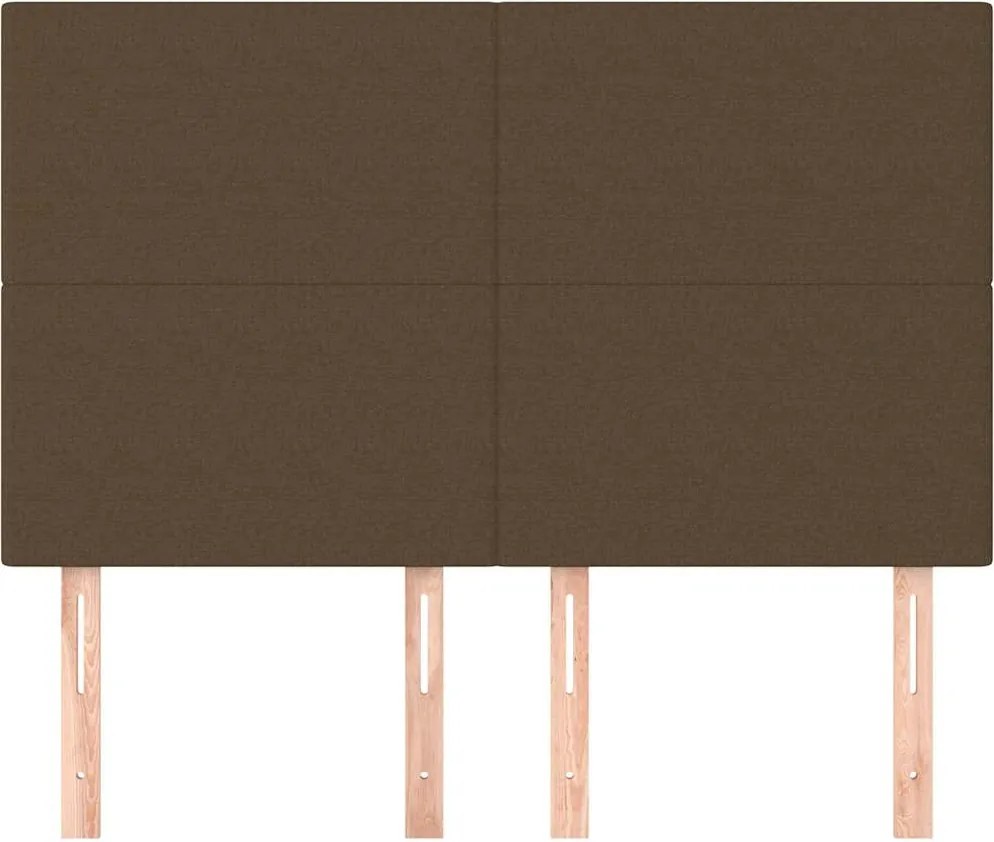 Čelo postele tmavě hnědé 144x5x118/128 cm látkové 3116053