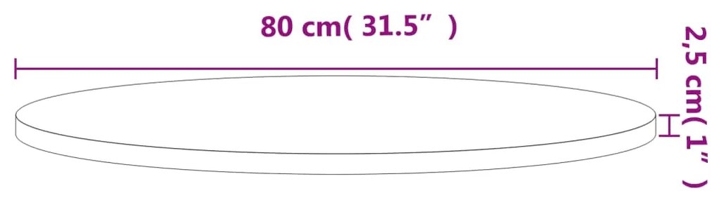 Stolní deska Ø 80 x 2,5 cm kulatá masivní bukové dřevo - Default Title