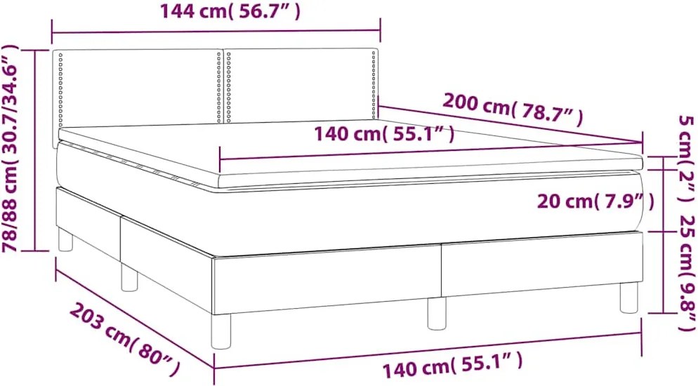 Box spring postel s matrací černá 140x200 cm samet 3141247
