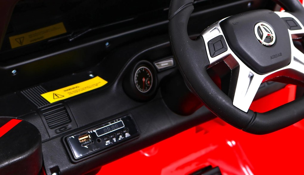 Ramiz Mercedes G63 AMG elektrické autíčko pro děti červené + dálkové ovládání + 6 EVA kol + pomalý start + MP3 + LED