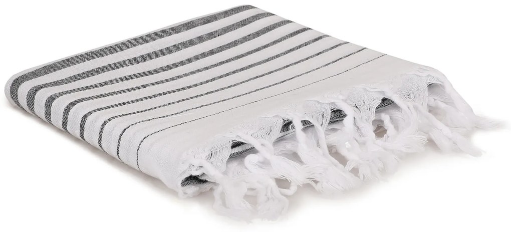 L´essentiel Maison Plážový ručník Fouta Golge - Black, Černá, Bílá