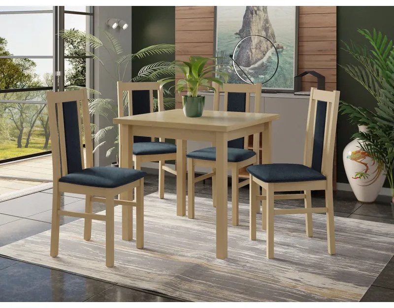 Jídelní stůl se 4 židlemi - AL27, Barva dřeva: bílá-L, Potah: 26x - Kronos 22