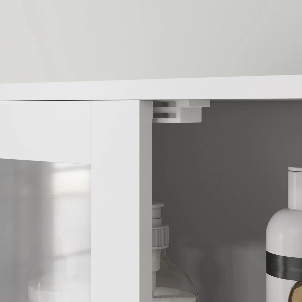 HOMCOM Sloupcový pomocný nábytek do koupelny s 6 dveřmi, nastavitelnými policemi a protiskluzovým designem moderní koupelnová skříň 60x30x170,5 cm bí…