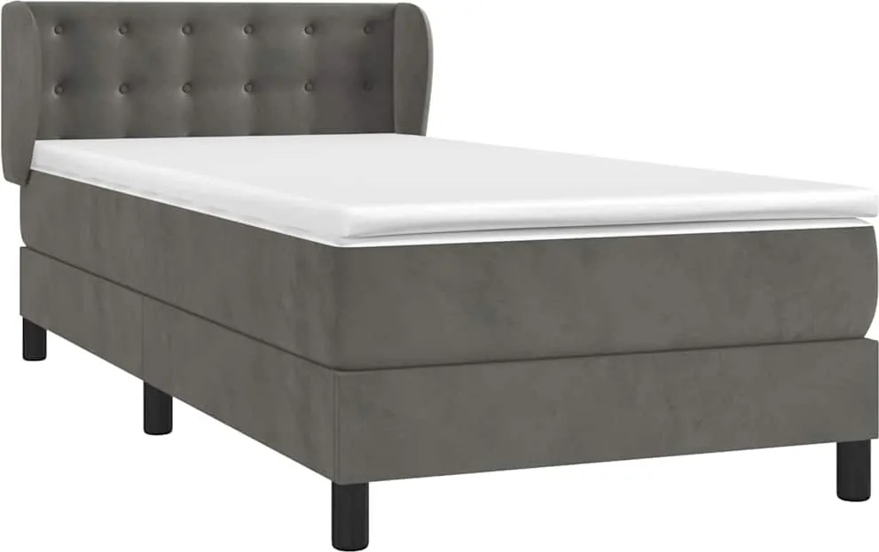 Box spring postel s matrací tmavě šedá 90x190 cm samet 3127704