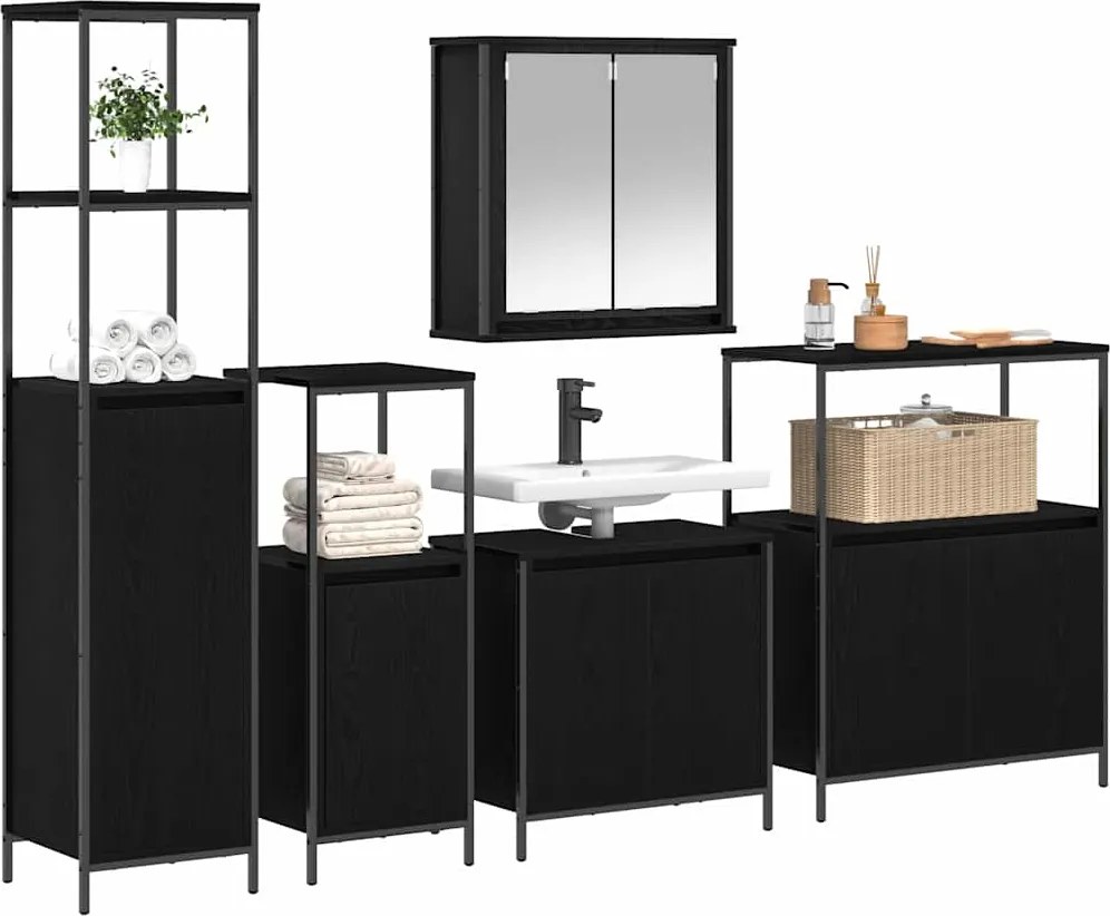 Sada koupelnového nábytku 5 ks Černý dub 36 x 35 x 165 cm 3328384