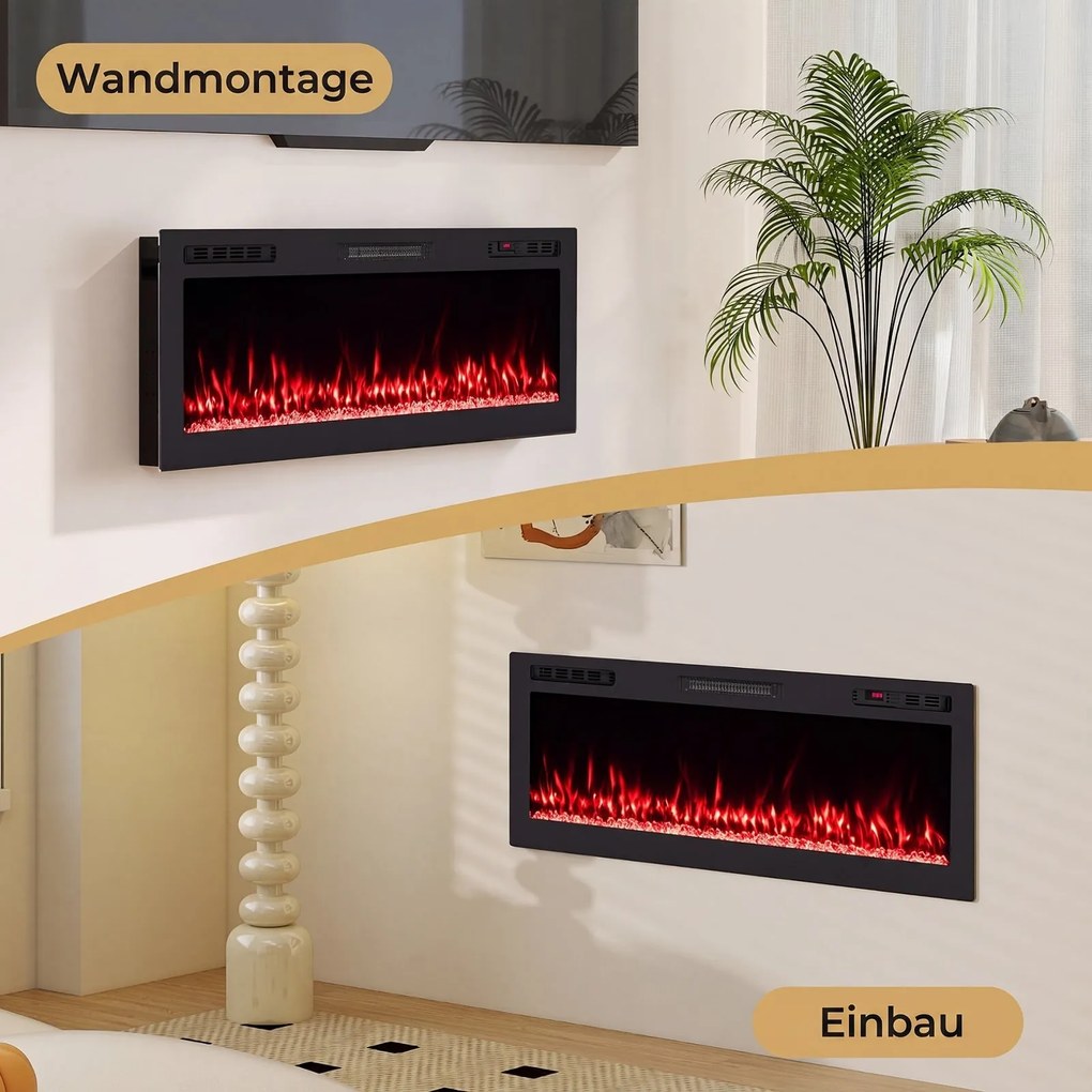 Costway 42" elektrický krb s vytápěním 750 W/1500 W vestavný krb s dálkovým