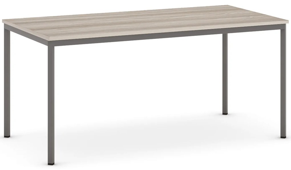 Jídelní stůl, 160x80 cm, tmavě šedá podnož, dub přírodní