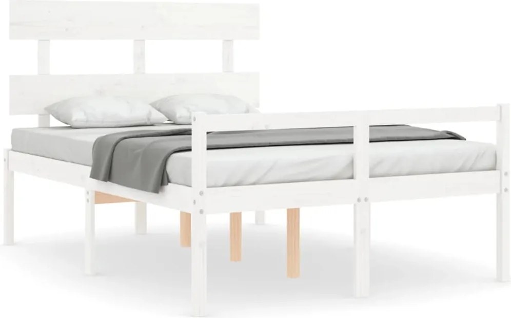 Postel s čelem pro seniory bílý 120x200 cm masivní dřevo 3195347