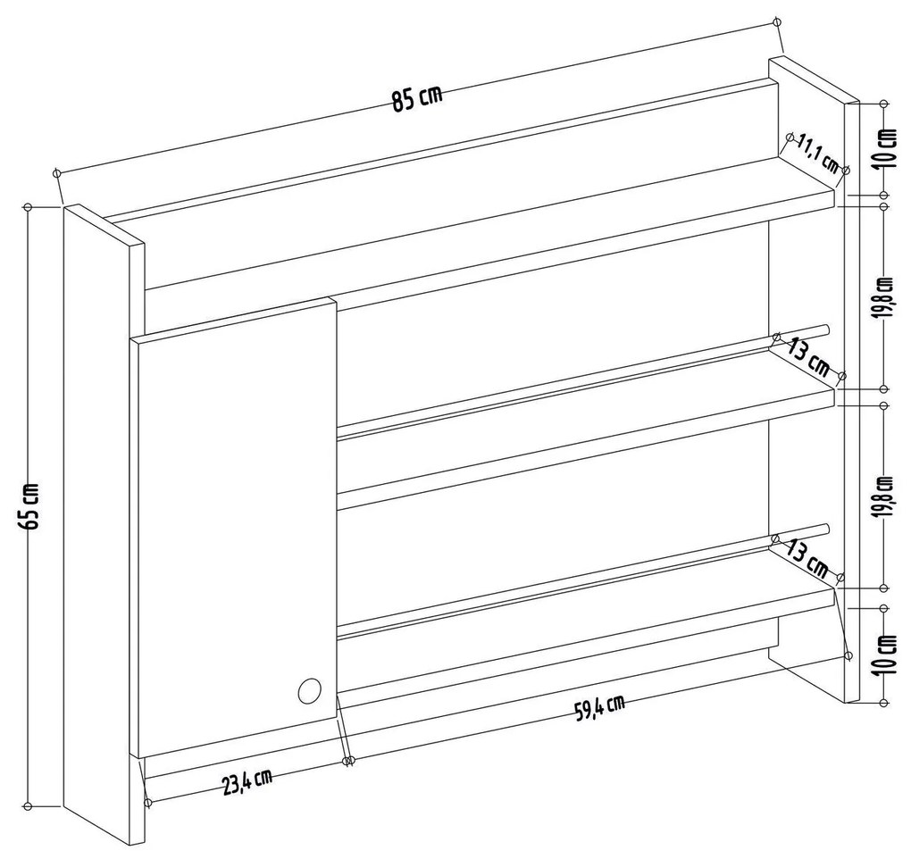 Kuchyňská police KNERR 85 cm antracit