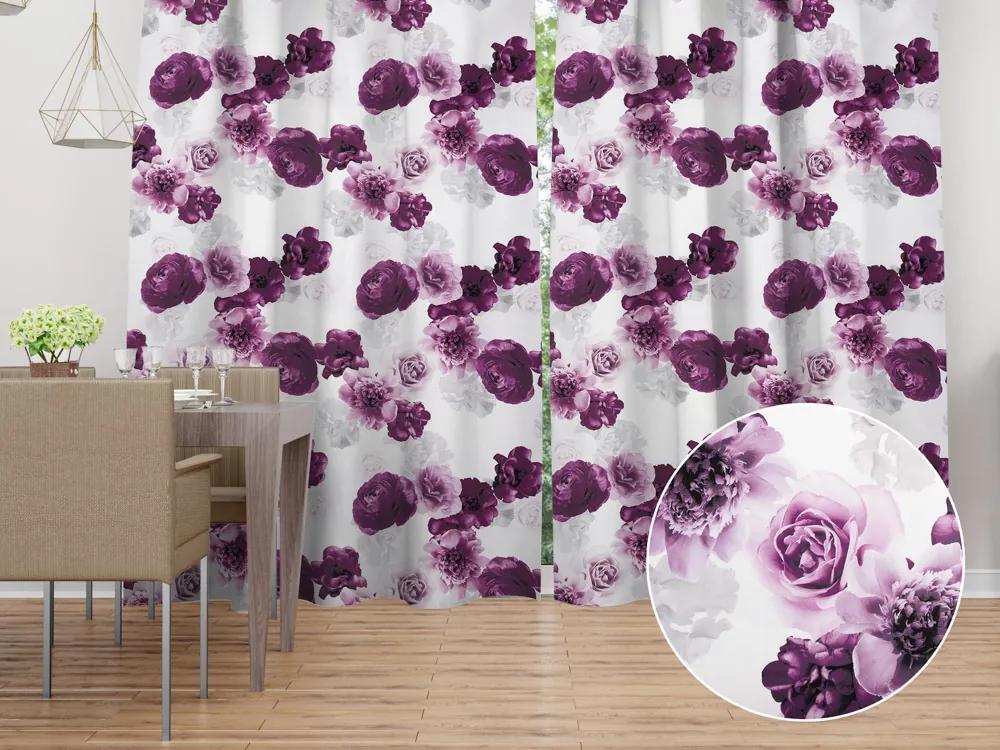 Biante Dekorační závěs PM-029 Velké fialové květy 145x150 cm
