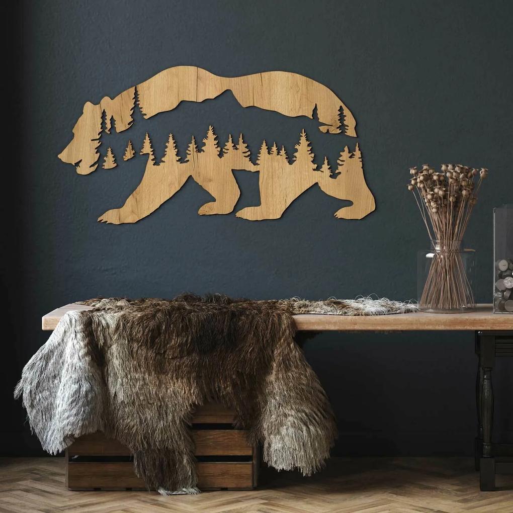 Dřevěná nálepka na zeď - Medvěd v horách | DUBLEZ
