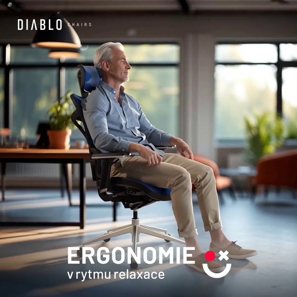 Ergonomická židle Diablo V-Commander: Černo-Modrá