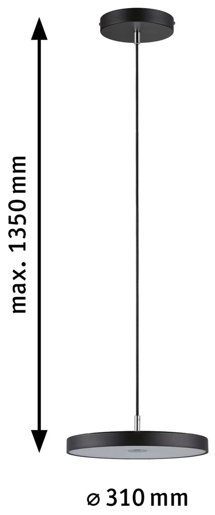 Paulmann 96777 Hildor, závěsné svítidlo, 1x17W LED 2700K Zigbee, černá, průměr 31cm