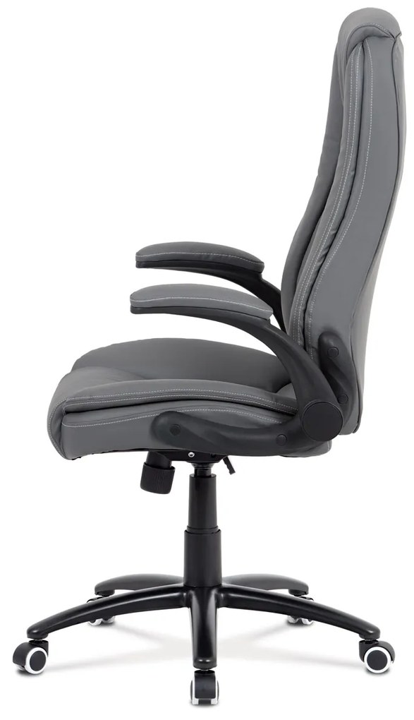 Kancelářská židle, potah šedá ekokůže, černý kovový kříž, houpací mechanismus