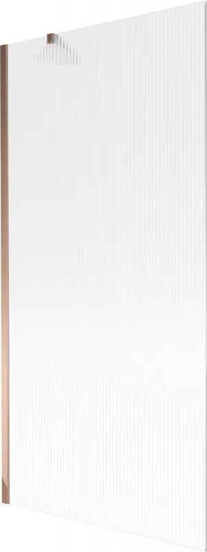 Mexen Next, vanová zástěna 1-křídlová 90 x 150 cm, fixní křídlo, 6 mm sklo s pruhy, růžové zlato profil, 895-090-000-00-09-60