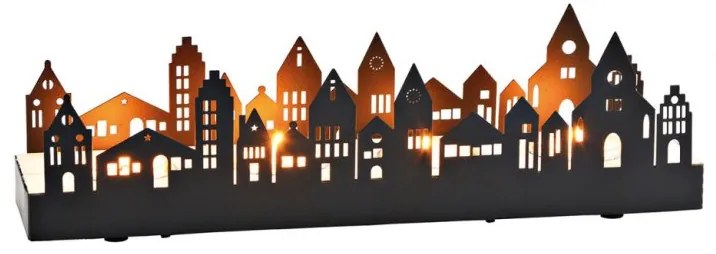 Adventní kovový svícen TOWN 30x8 cm černý
