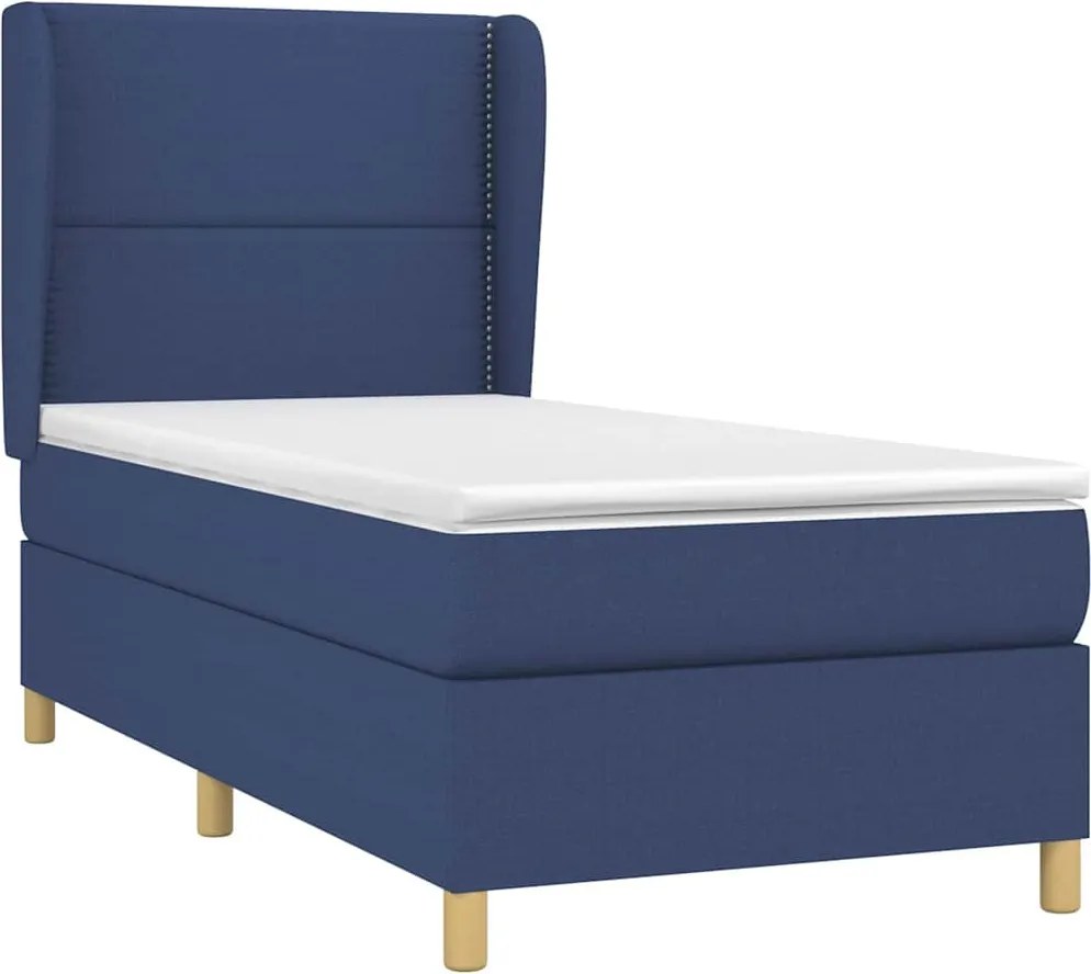 Box spring postel s matrací modrá 100 x 200 cm textil 3128427