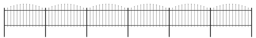 Zahradní plot s kopím nahoře ocelový 1005 x 150 cm černý 277735