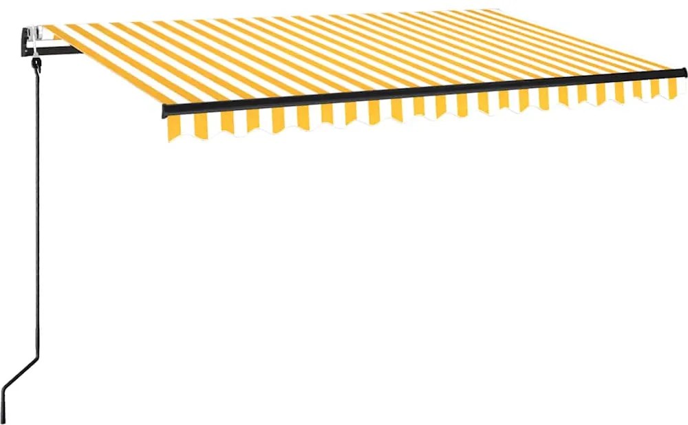 Automatická zatahovací markýza 450 x 350 cm žlutobílá 3069208