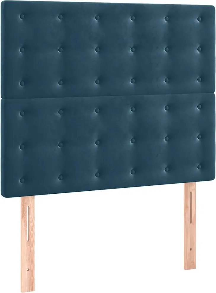Box spring postel s matrací a LED tmavě modrá 80 x 200 cm samet 3136333