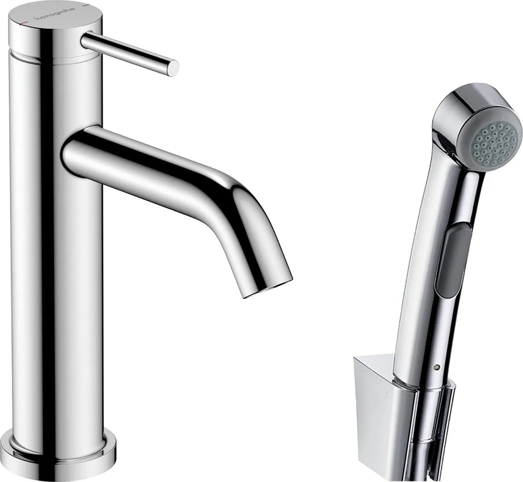 Hansgrohe Tecturis S, páková umyvadlová baterie 110 s ruční sprchou Bidette, chromová, HAN-73211000