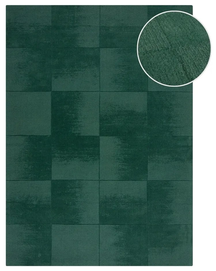 Ručně tkaný vlněný koberec v petrolejové barvě 120x170 cm Demi Check Ombre – Flair Rugs