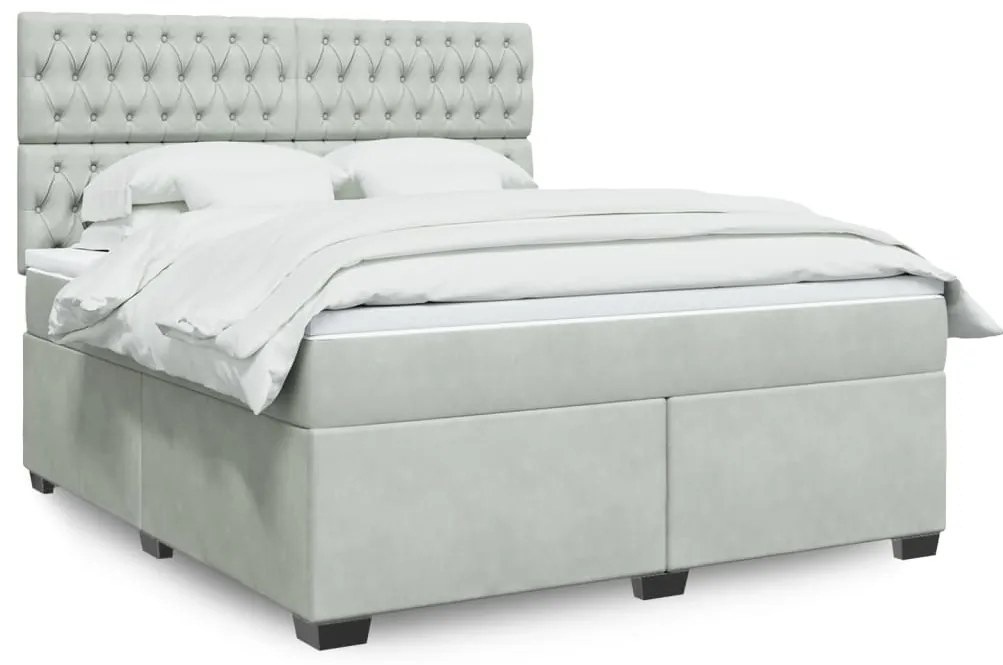 Box spring postel s matrací světle šedá 180x200 cm samet 3293284
