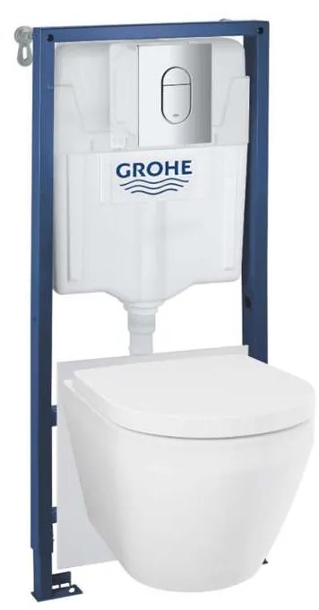 Grohe Solido - Set předstěnové instalace, klozetu Euro Ceramic, sedátka SoftClose a tlačítka Arena Cosmopolitan, Triple Vortex, chrom 102514SH00