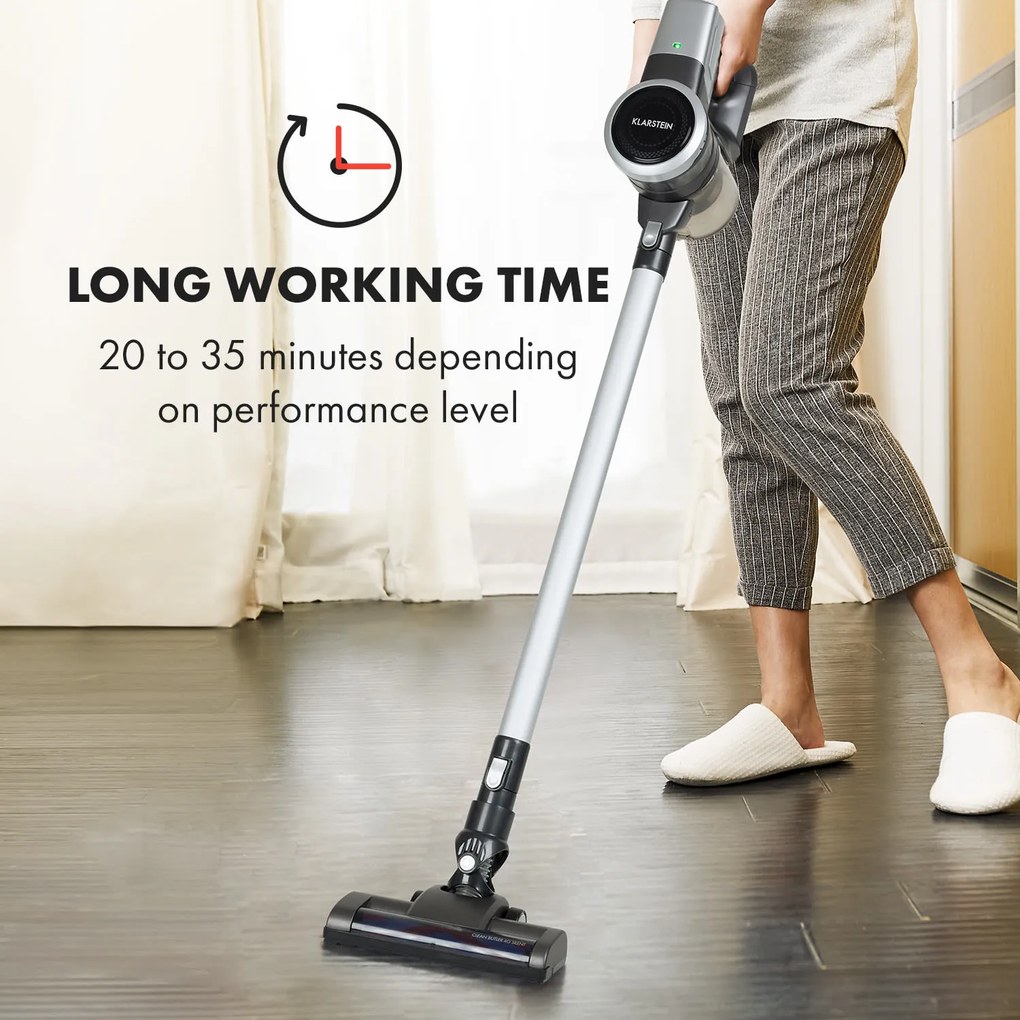 Klarstein Clean Butler 4G Silent, akumulátorový vysavač, 16 kPa, 0,8 l, HEPA10, černý