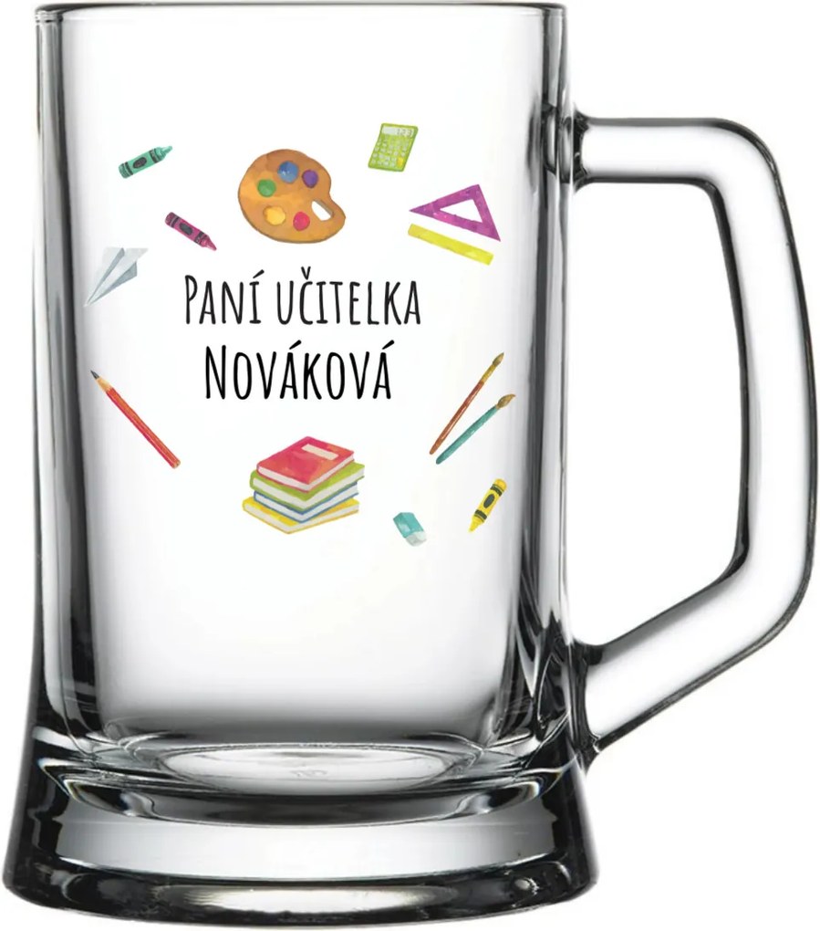 Personalizovaná pivní sklenice pro paní učitelku/pana učitele (pomůcky)
