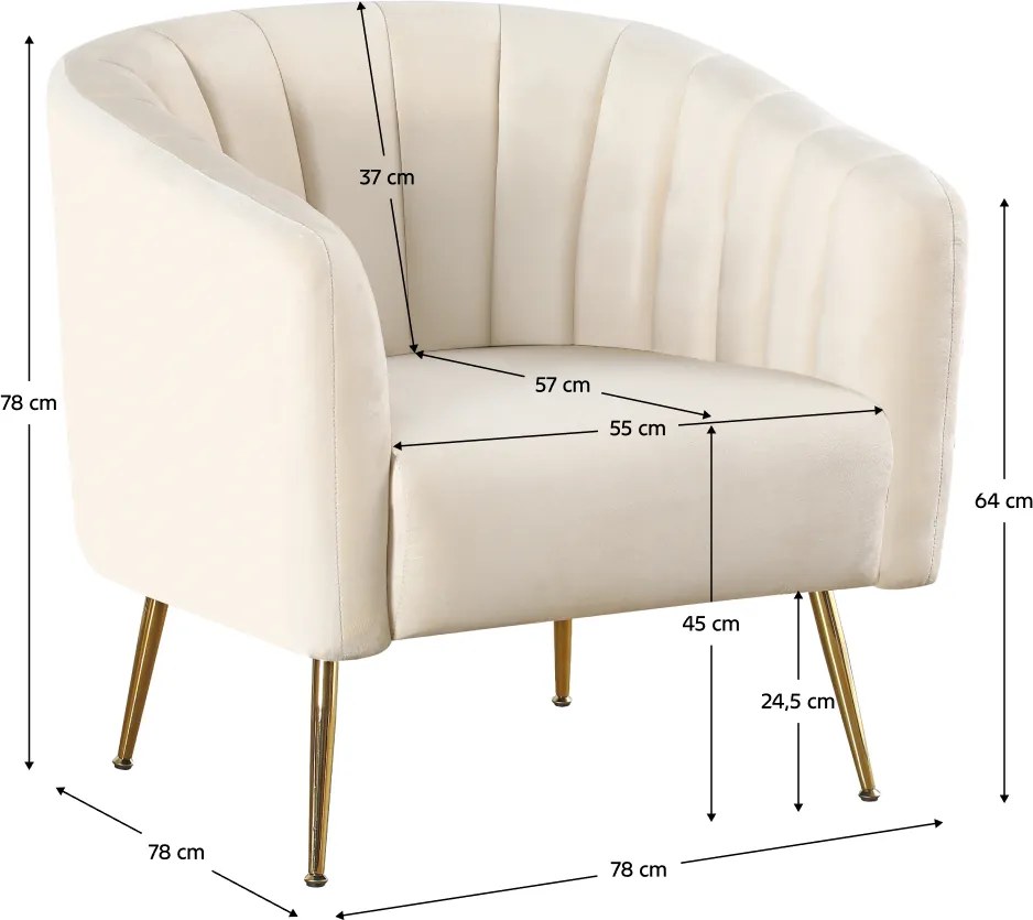 Designové křeslo, béžová Velvet látka/gold chrom-zlatý, BAGY