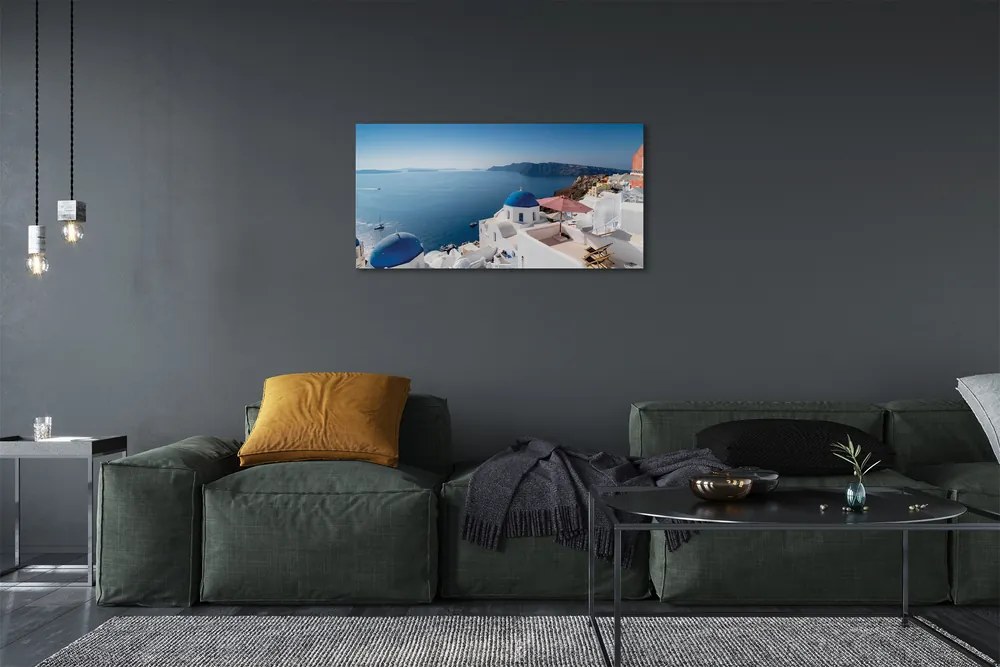 Obrazy na plátně Řecko sea panorama budov 125x50 cm