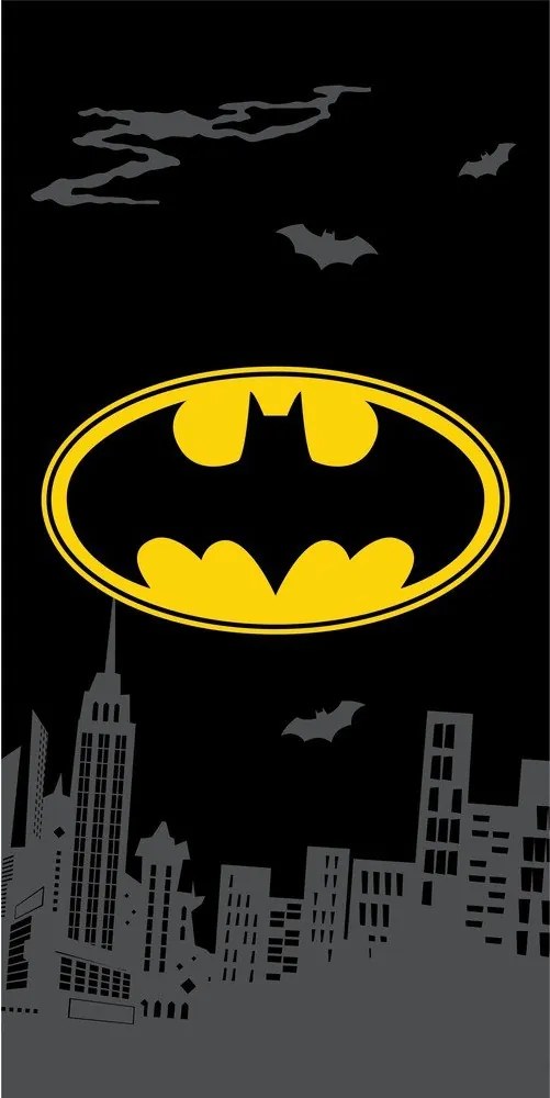 Černá bavlněná dětská osuška 70x140 cm Batman "The Emblem" – Jerry Fabrics