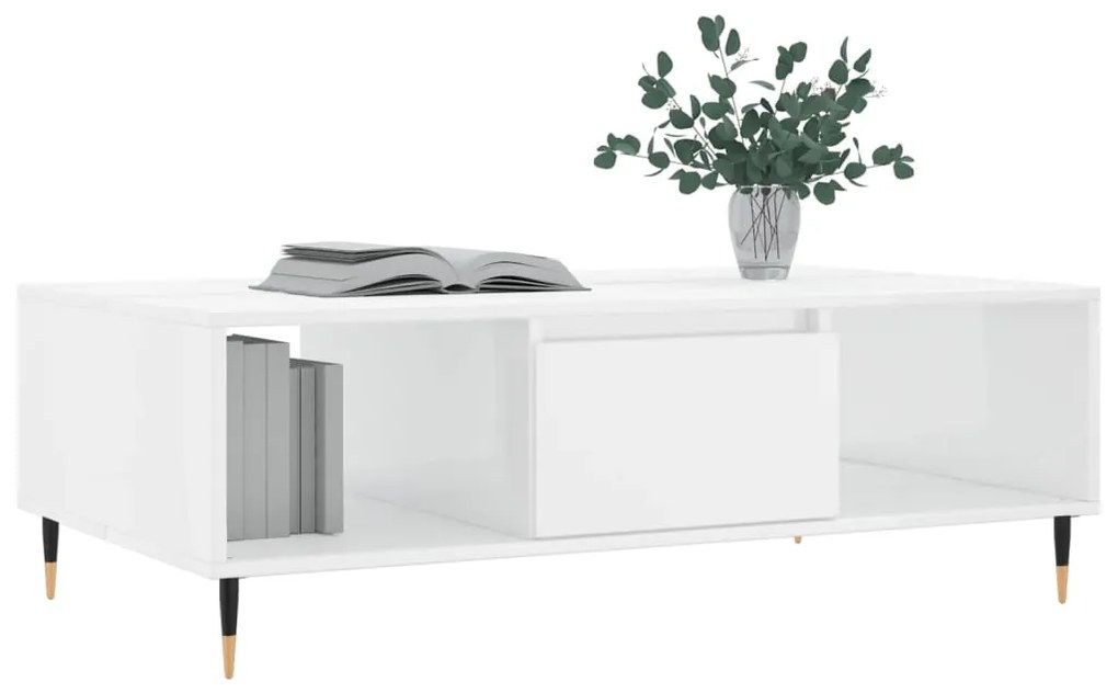 Konferenční stolek lesklý bílý 104x60x35 cm kompozitní dřevo - Default Title