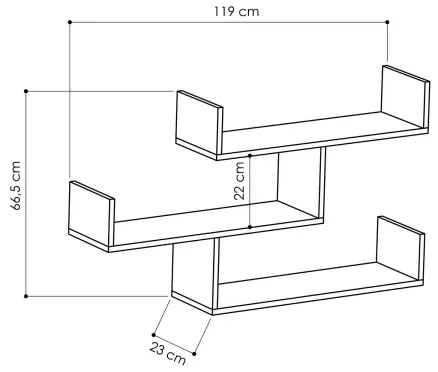 Nástěnná police TIBET 66,5x119 cm bílá