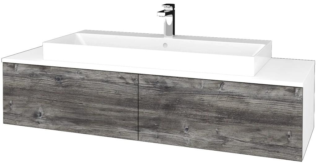Dřevojas Koupelnová skříňka MODULE SZZ12 140 Varianta: N01 Bílá lesk / D16 Beton tmavý