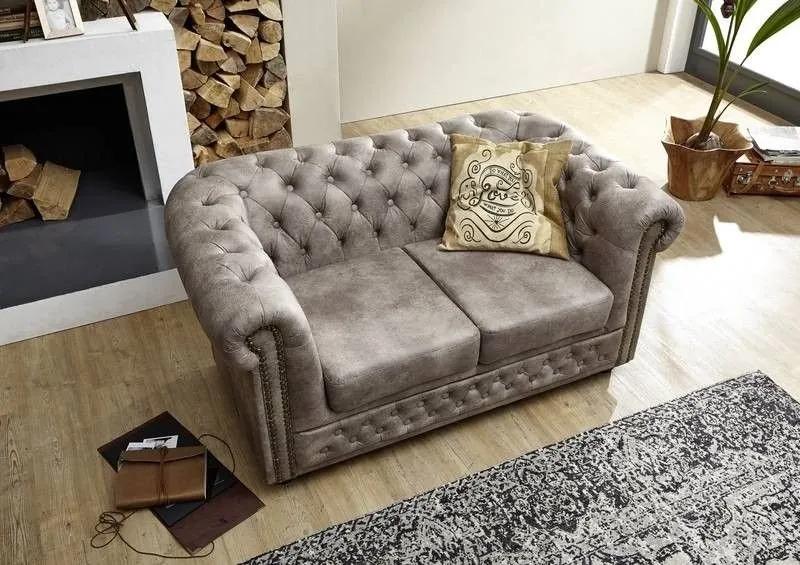 Askont R Pohovka 2M Silver Chesterfield Oxford