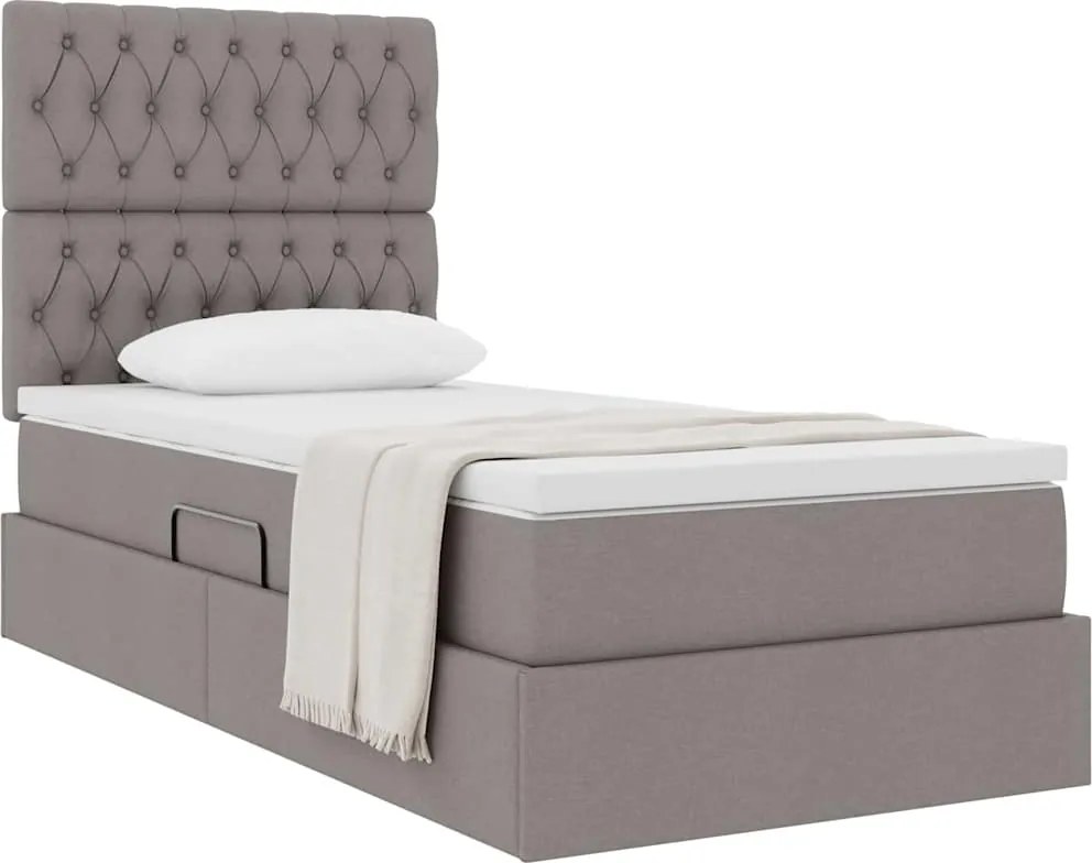 Postel s úložným prostorem a matrací Taupe 90 x 200 cm textil 3371820