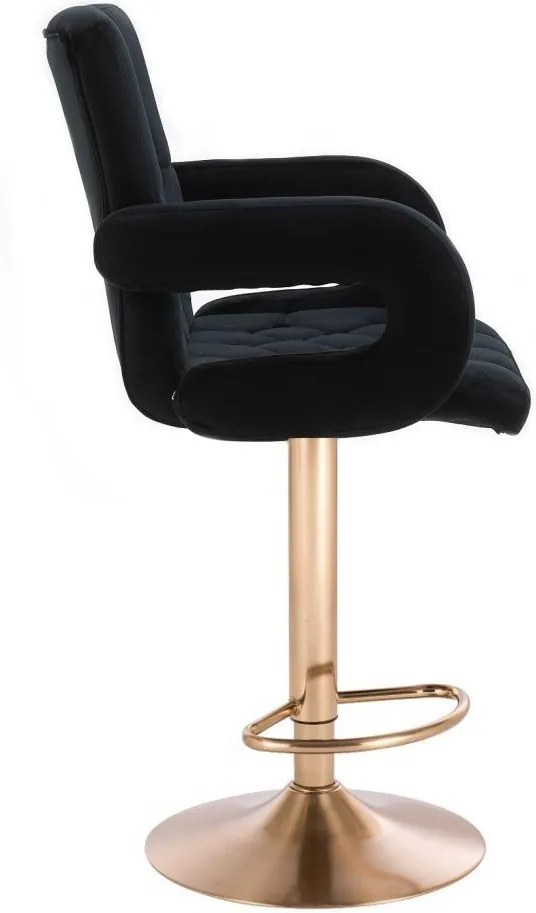 LuxuryForm DESIGN Barová židle BOSTON VELUR na zlaté kulaté podstavě - černá
