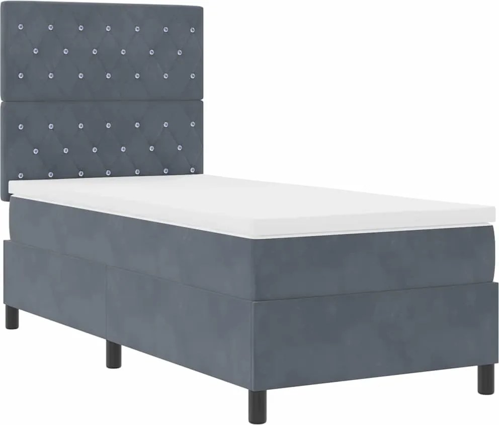 Postel s boxspringem s matrací Tmavě šedá 90 x 190 cm samet 3339735